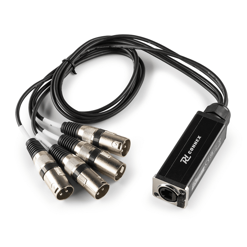 Cat snake splitter 4ch XLR male / ethercon network cable – PQSound